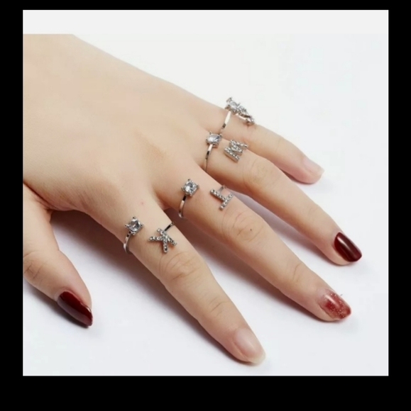 Jewelry | New New Crystal Initial Letter C Silver Open Finger Ring ...